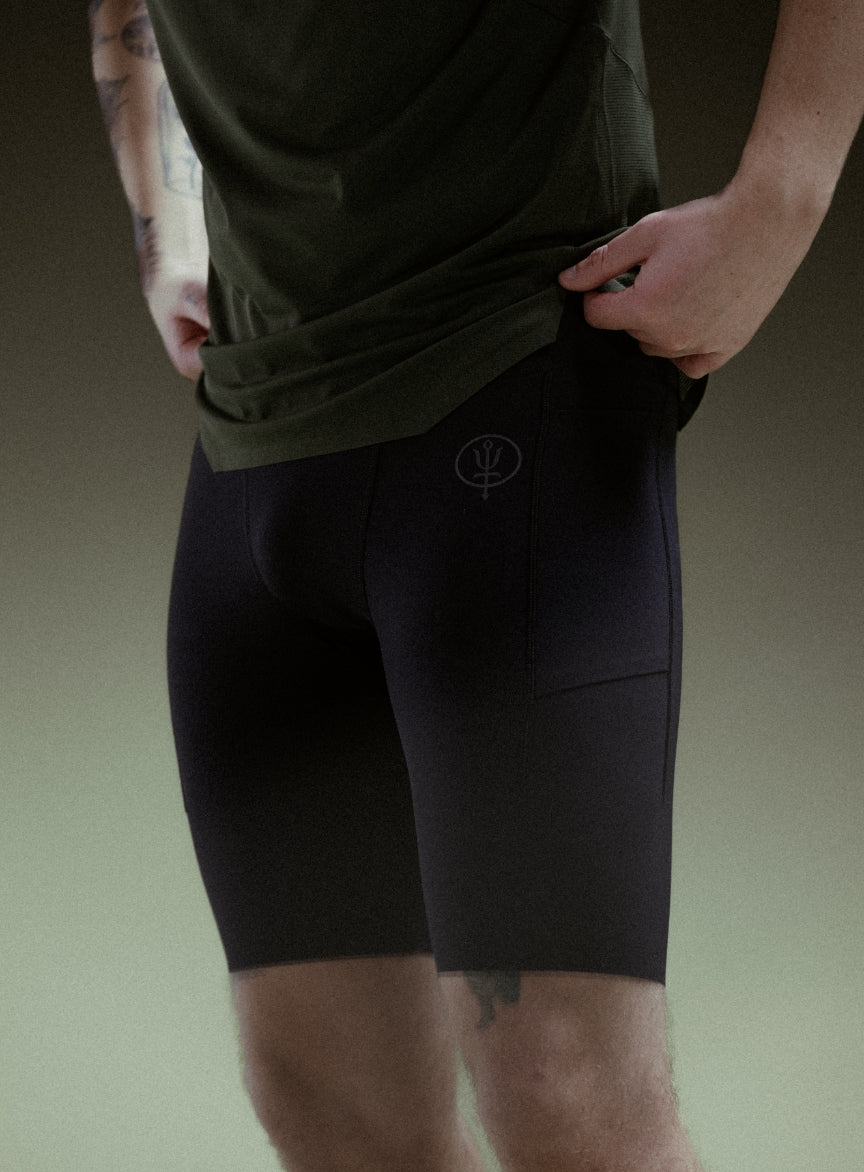 Force Running Tight Black Shorts 8.5" | Men's Compression | ThruDark