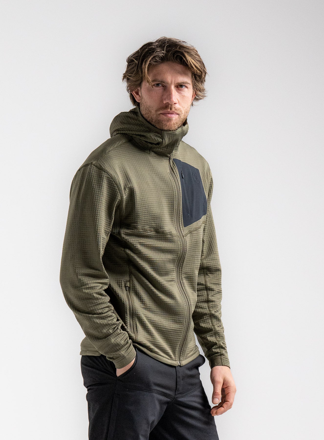 Siege Tech Fleece Hooded | Green Insulated Mid Layer | ThruDark